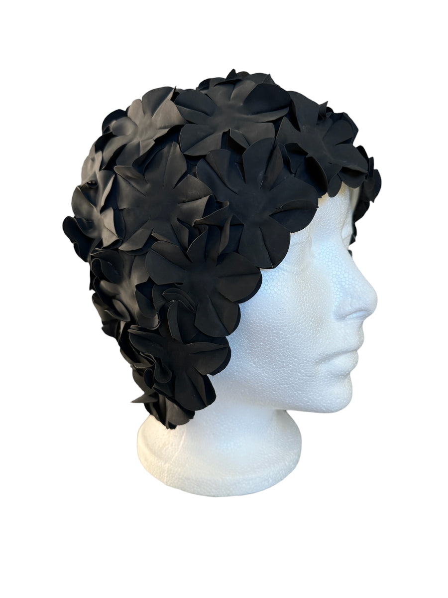 Black Floral swim cap – Bathing Belle Swimwear